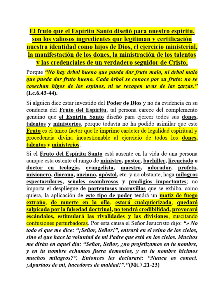 El Fruto Que El Espíritu Santo Diseñó para Nuestro Espíritu | PDF ...