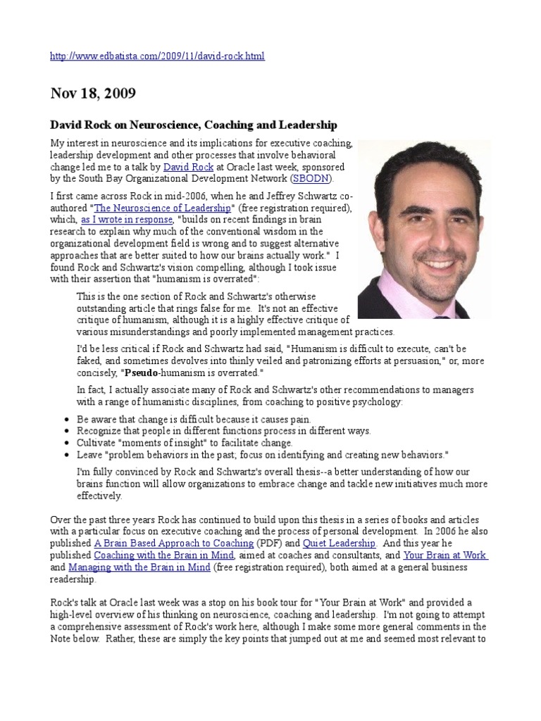 David Rock On Neuroscience, Coaching and Leadership | PDF | Limbic ...