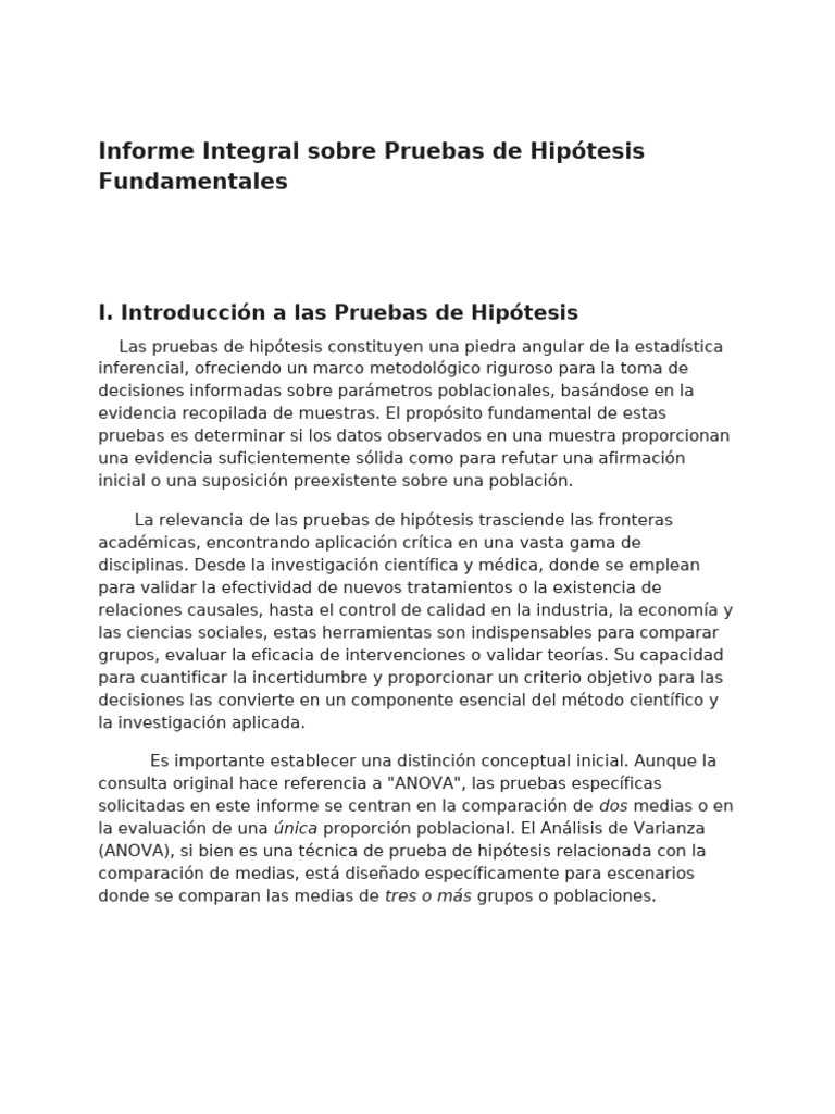 Pruebas ANOVA - Guía Completa | PDF | Errores tipo I y tipo Ii | Valor P