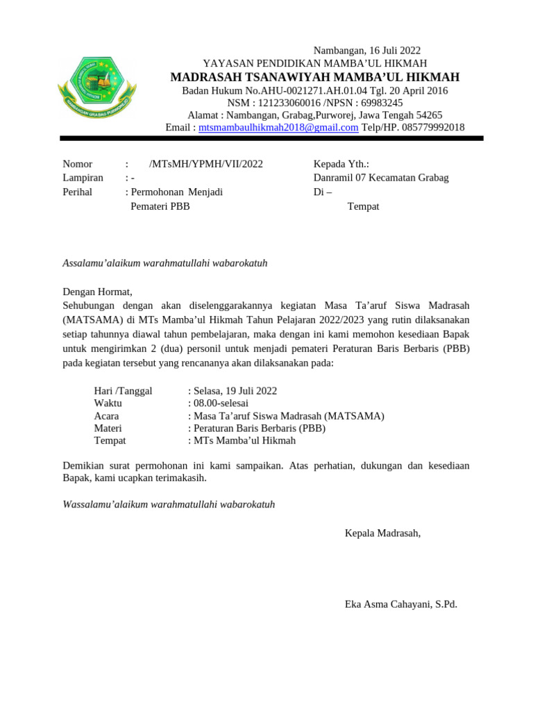 Surat Permohonan Danramil | PDF