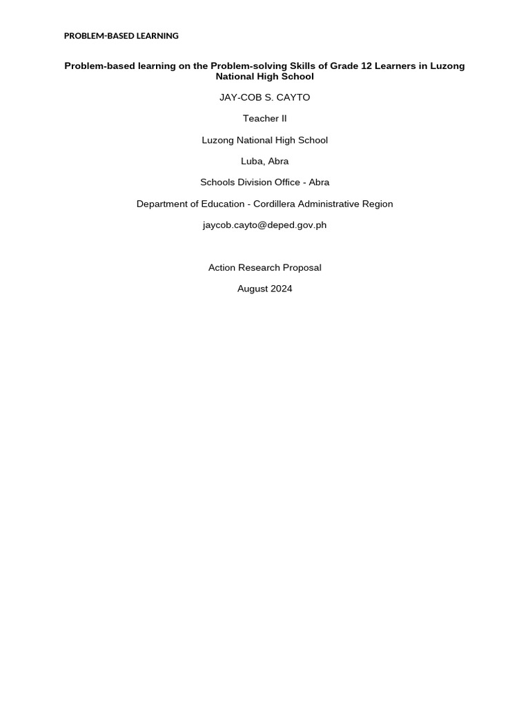 Problem-Based Learning-An Action Research Final Report | PDF | Constructivism (Philosophy Of ...