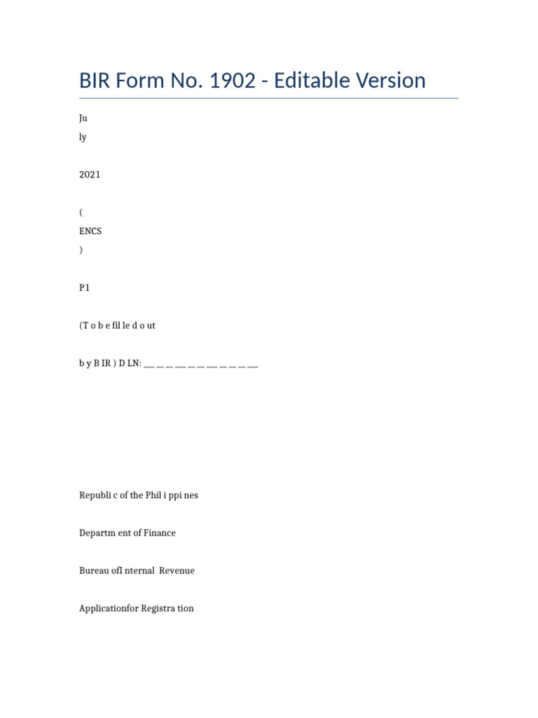 BIR Form 1902 Editable | PDF