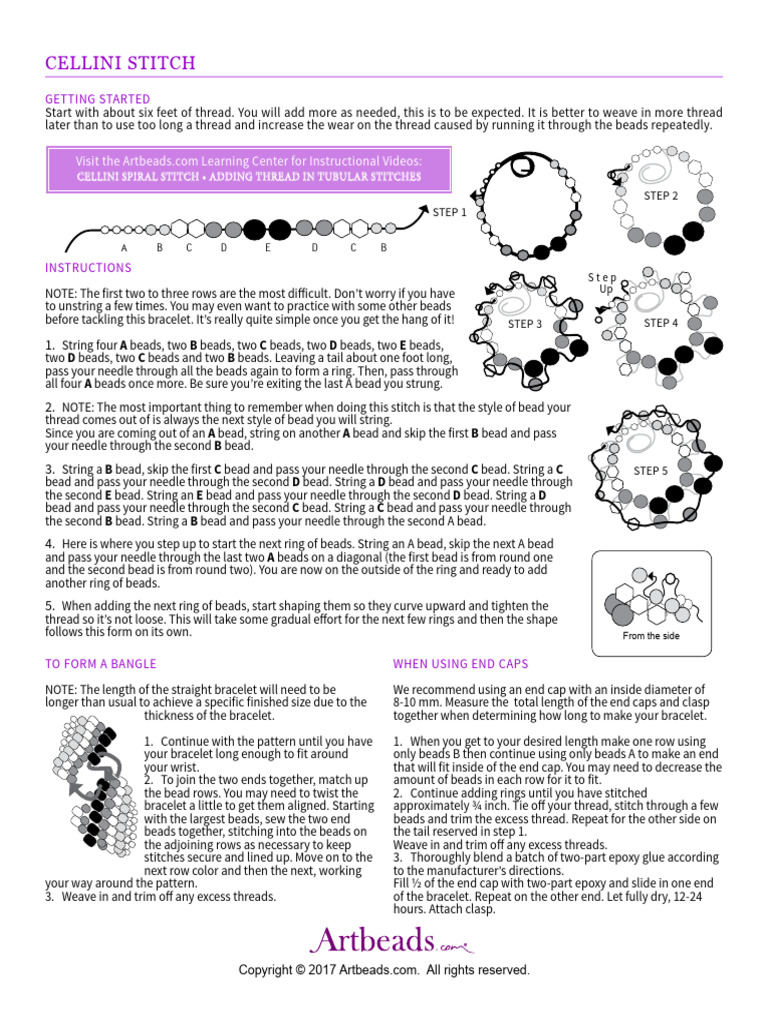 Abt 20170803 Cellini Stitch Diagram | PDF | Bead | Bracelet