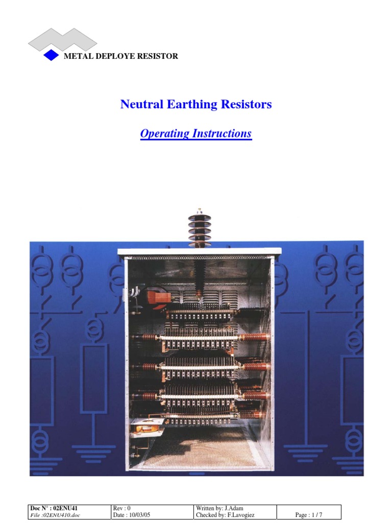 Neutral Earthing Resistors: Operating Instructions | PDF | Resistor ...