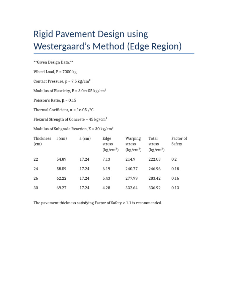 Rigid Pavement Design Westergaard Edge Region | PDF