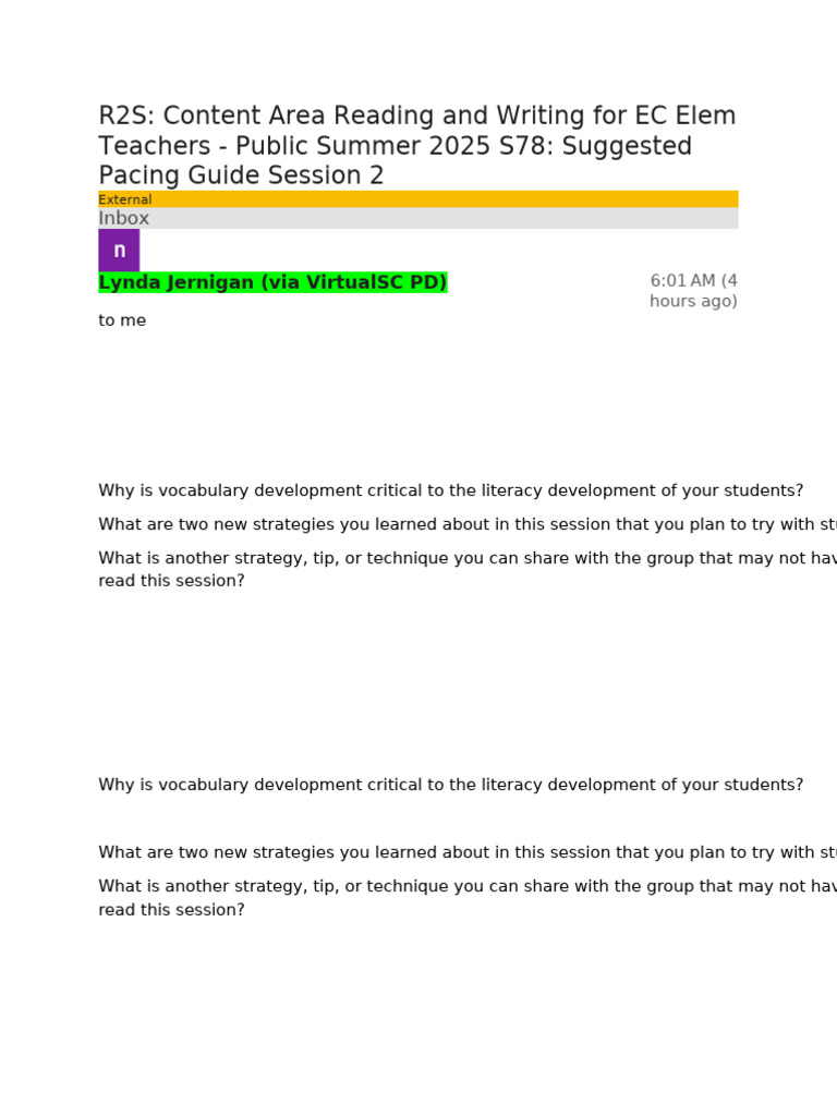 R2S Content Area Reading and Writing | PDF | Learning | Human Communication