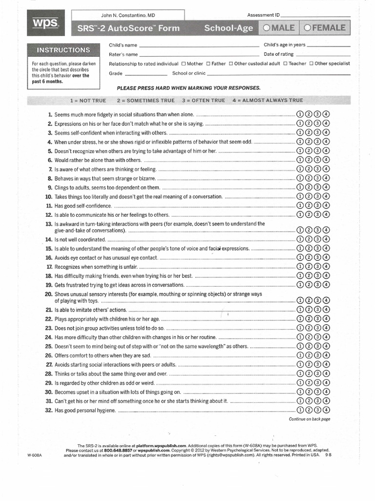 SRS 2 School Age 2 Pages | PDF