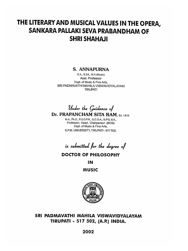 Pallaki Seva Prabandham - Thesis | PDF