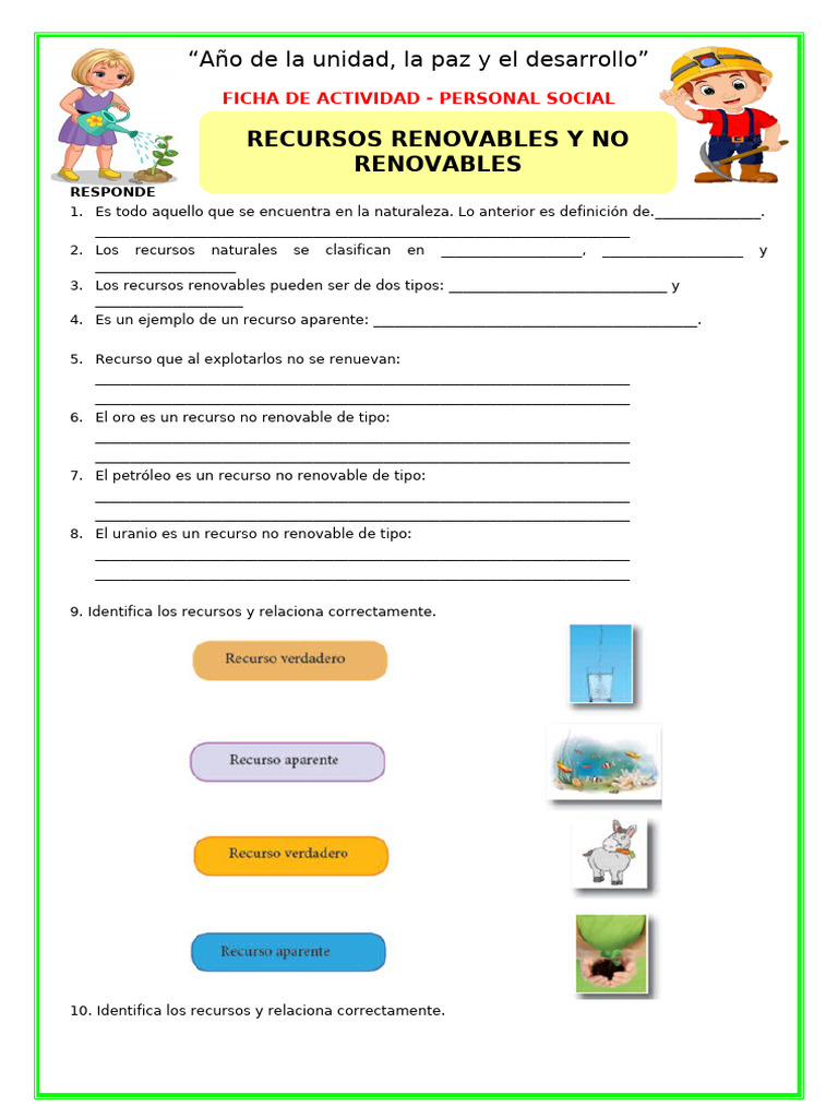 Ficha-Juev-Ps-Recursos Renovables y No Renovables | PDF