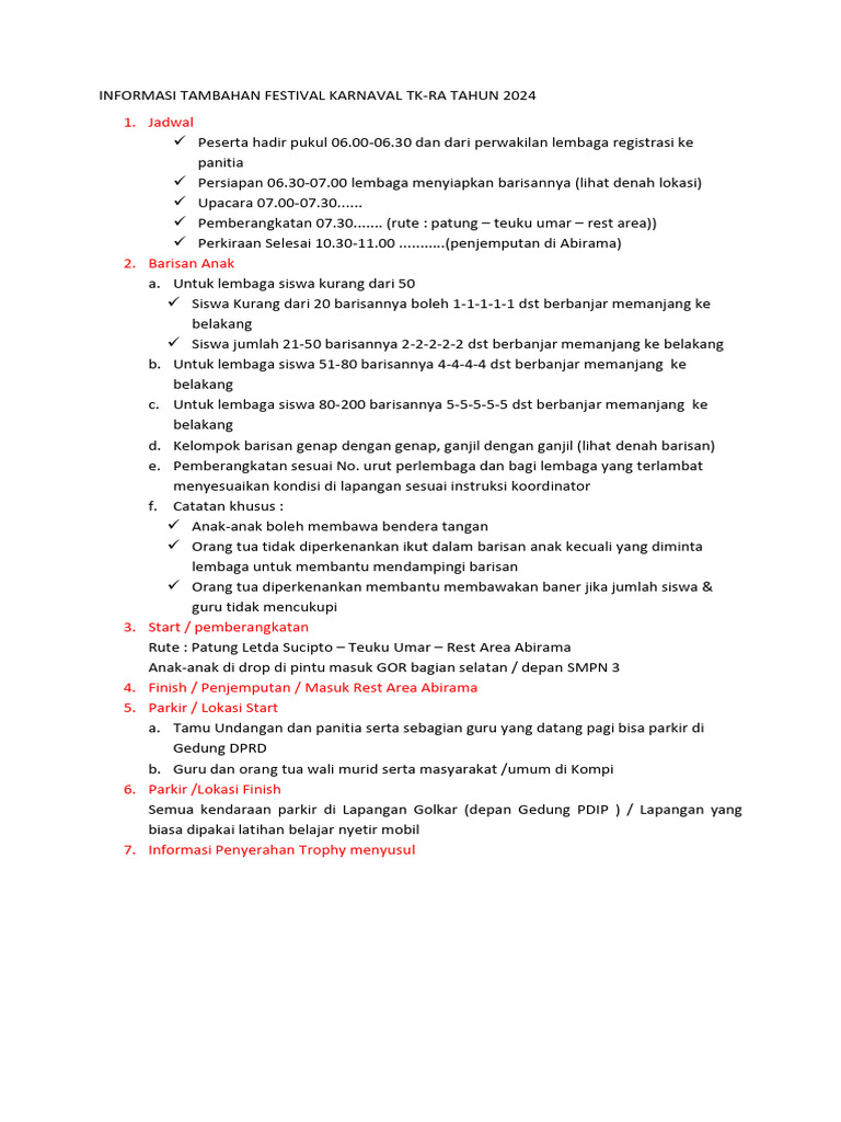 Barisan - Rute - Denah Festival Karnaval | PDF