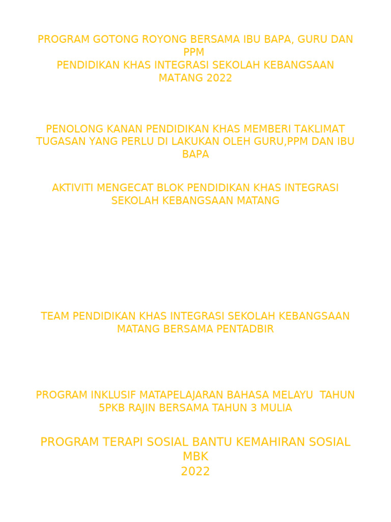 Program Gotong Royong Bersama Ibu Bapa | PDF