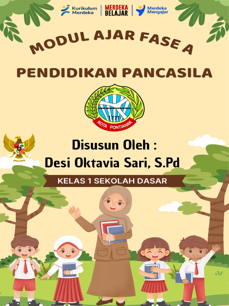 Sampul Buku Modul Ajar Pendidikan Pancasila Kuning Dan Hijau Ilustratif ...