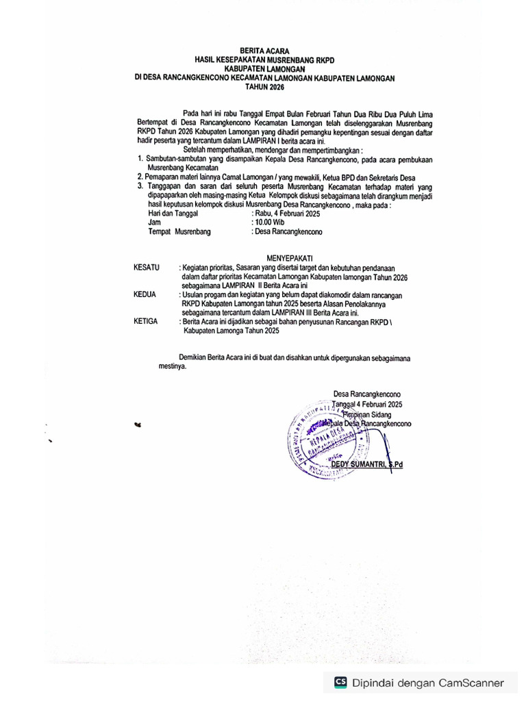 Rancang Ba Musrenbang 2025 | PDF