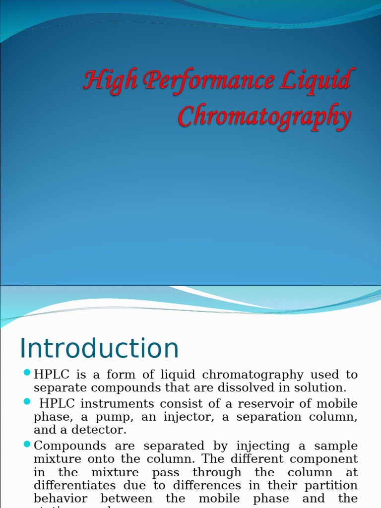 HPLC: Principles and Applications Explained | PDF | High Performance ...