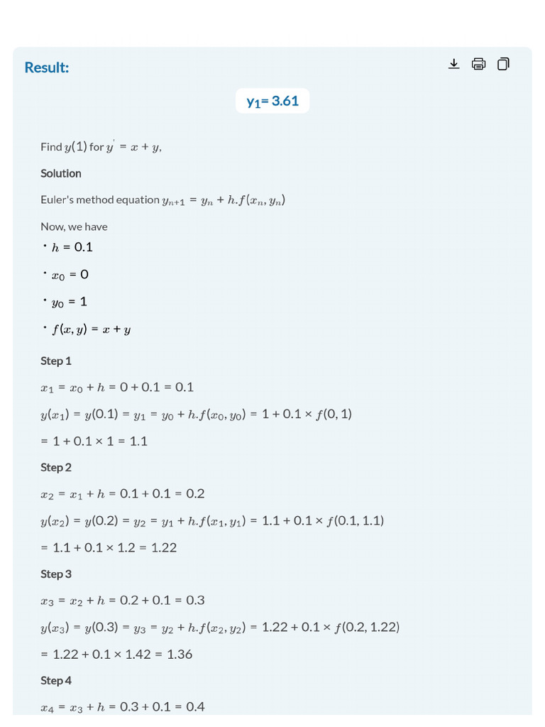 Euler' S Method Calculator Result | PDF