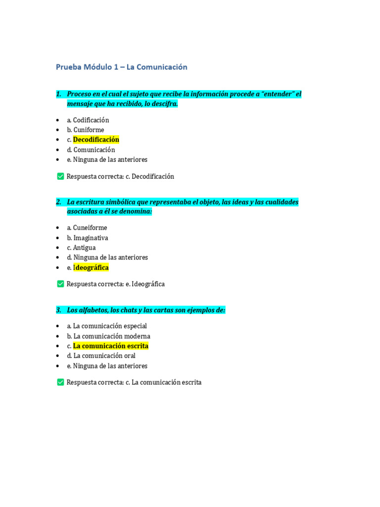 Prueba Modulo #1 - La Comunicación | PDF | Comunicación | Comunicación humana