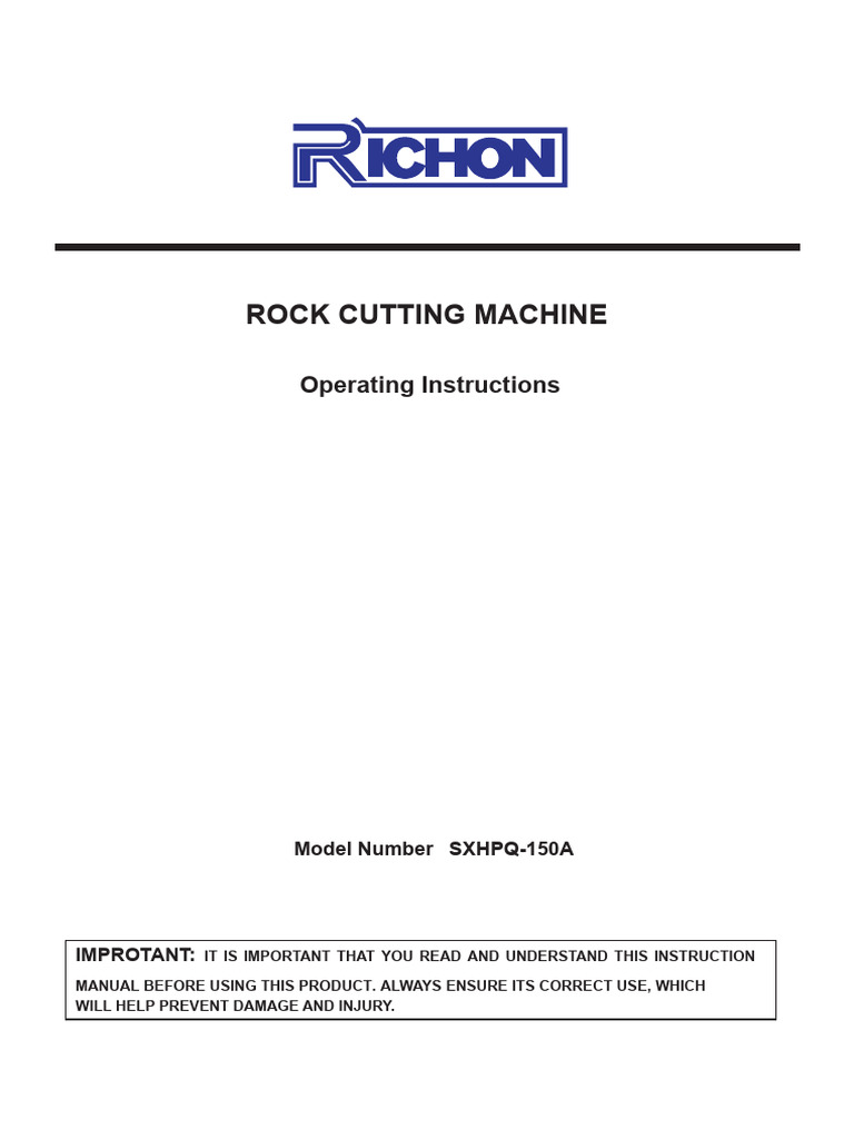 6-Rock Cutting Machine SXHQP-15A Manual | PDF | Machines | Mechanical ...
