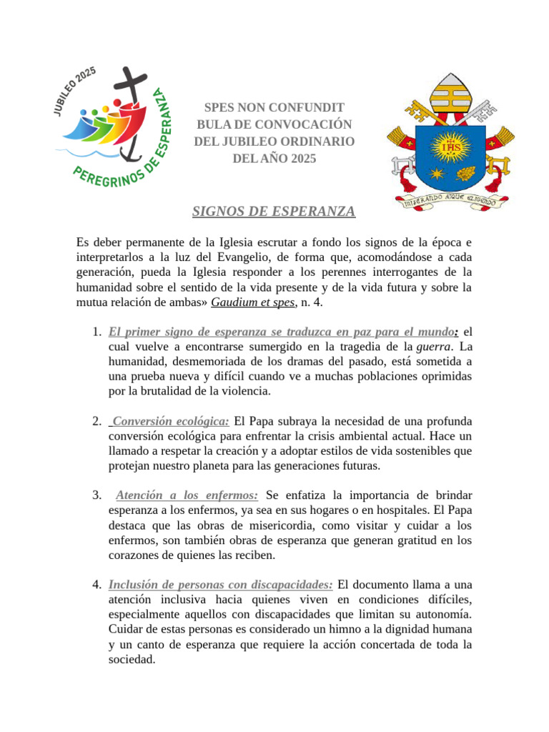 Signos de Esperanza en SPES NON CONFUNDIT | PDF