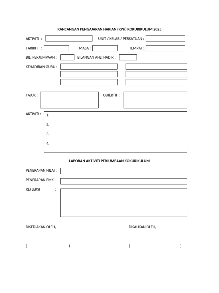 RPH Dan Laporan Koko 2025 | PDF