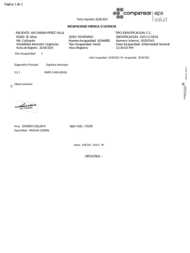 Incapacidad Compensar 39813585 | PDF