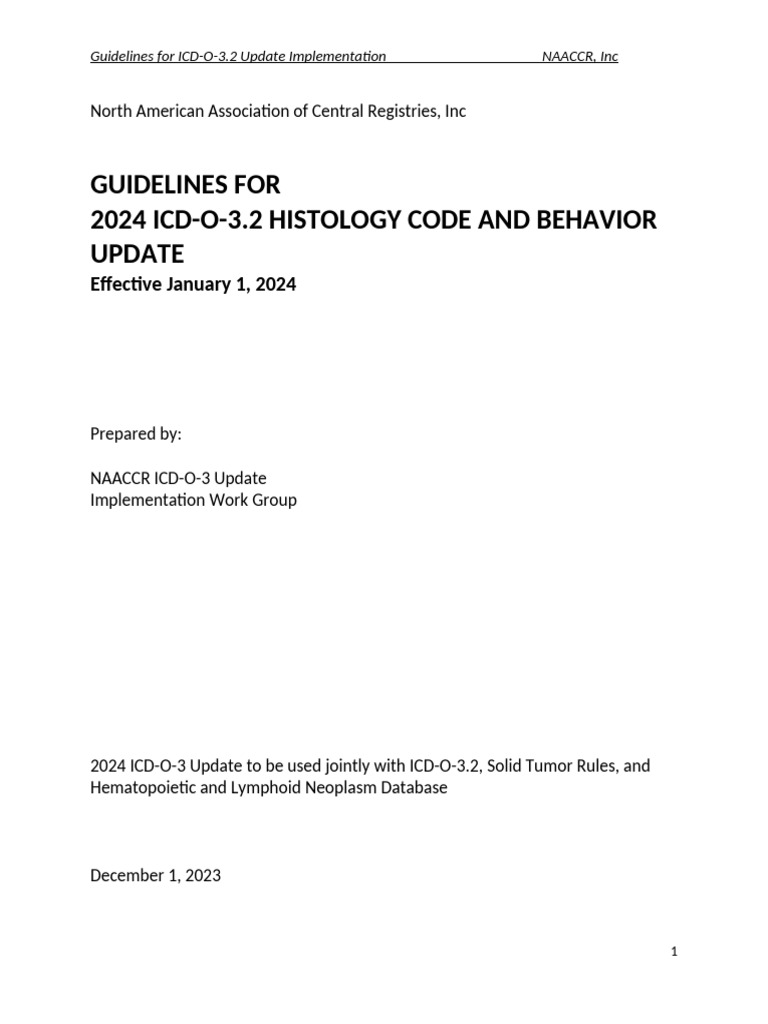 2024 ICD O Guidelines Final | PDF | Neoplasms | Pathology