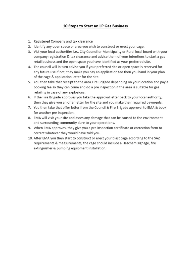 10 Steps To Start An LP Gas Business | PDF