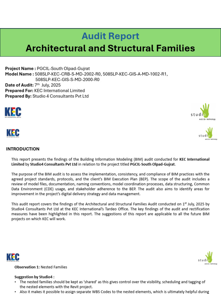 BIM Audit Findings for KEC Project | PDF | Building Information ...