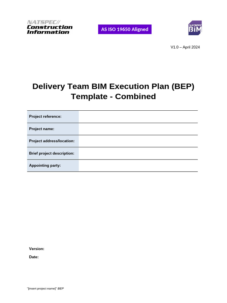 BEP Template Delivery Team v1.0 | PDF | Building Information Modeling