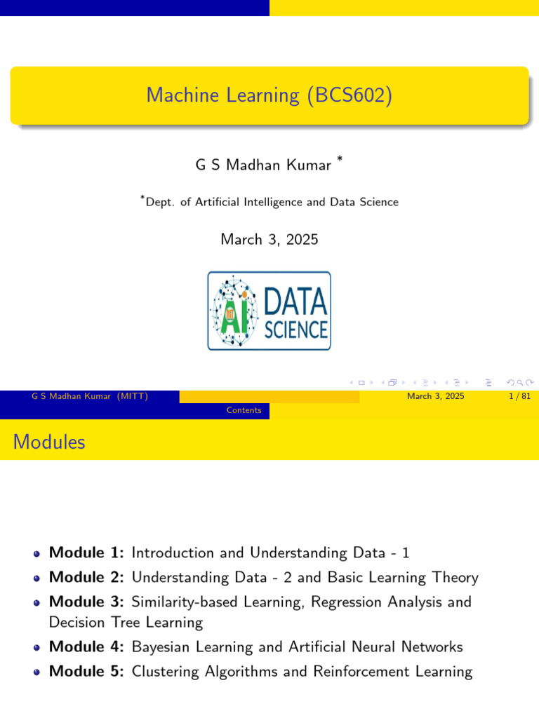 Machine Learning BCS602 | PDF | Statistical Classification | Machine Learning