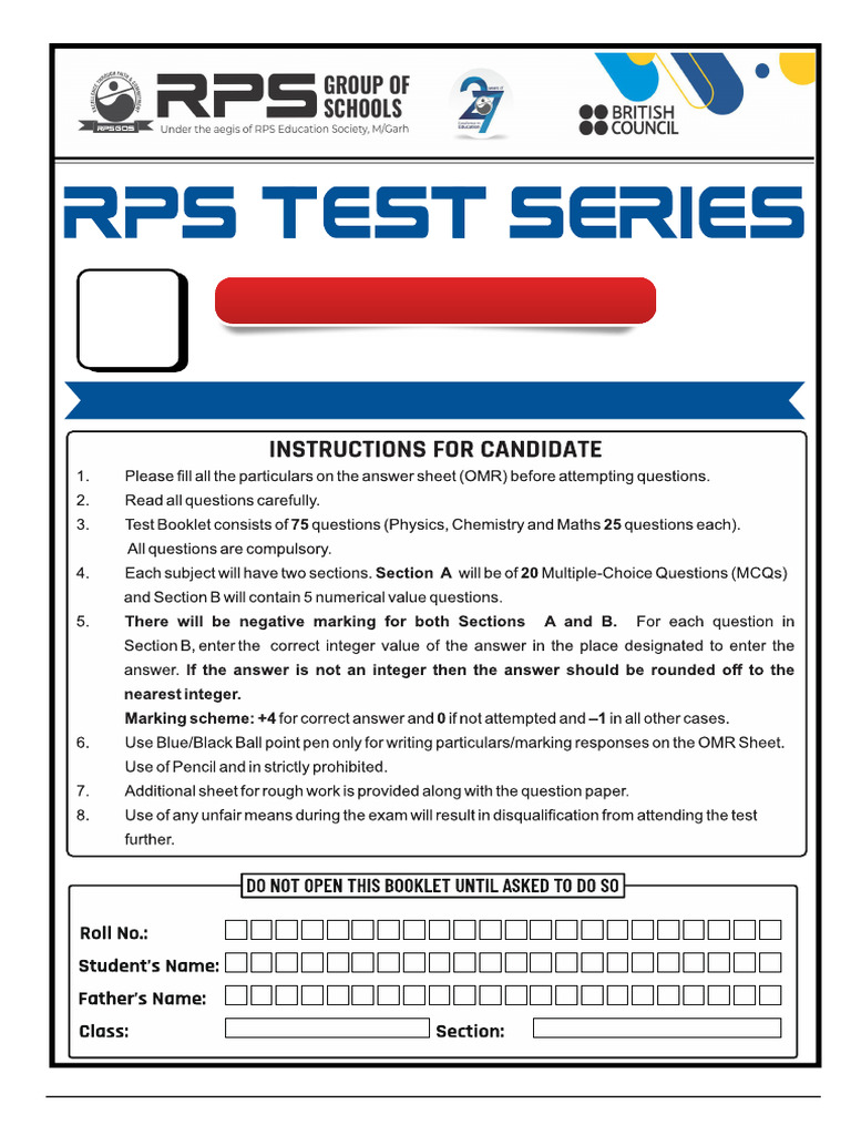 Xi Jee Main Paper - 1 Major Test - 1 (07-07-2025) | PDF | Pendulum ...