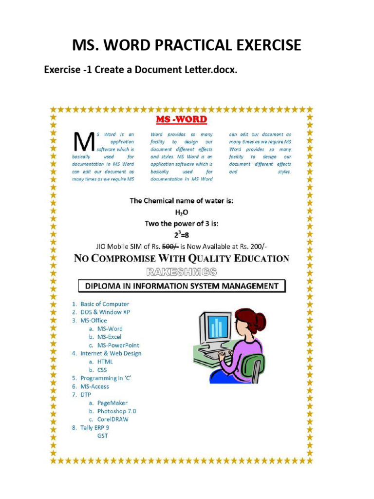 MS Word Worksheet | PDF