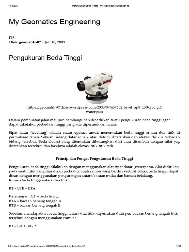 Pengukuran Beda Tinggi dengan Kompas | PDF