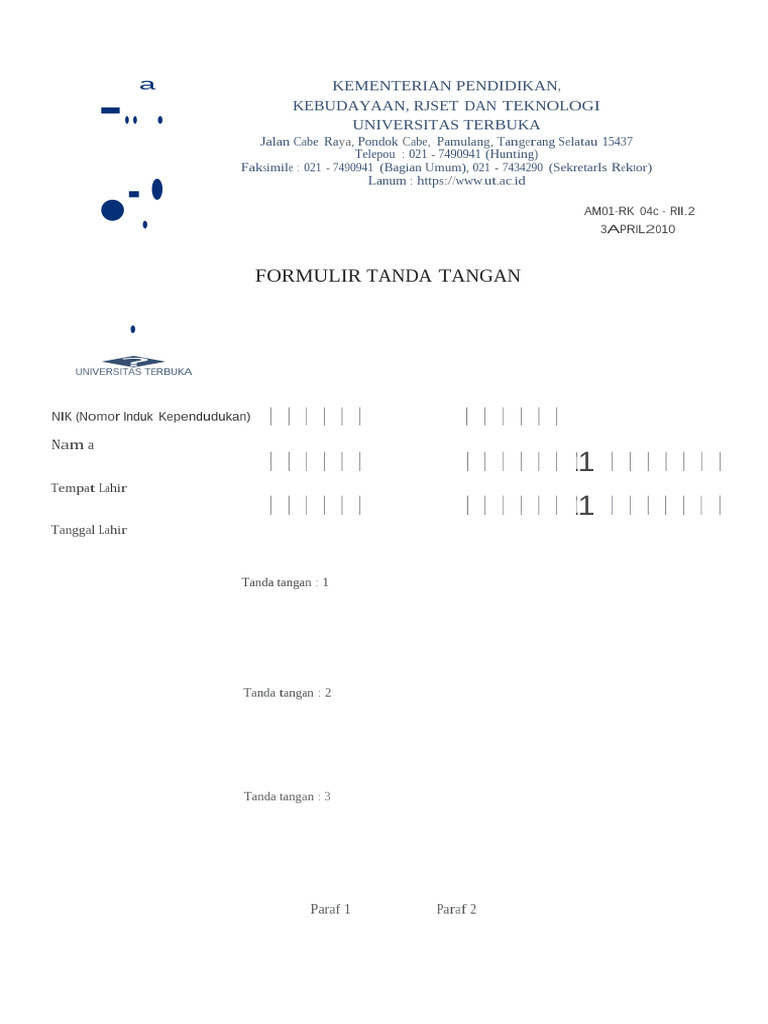 Form Tanda Tangan | PDF