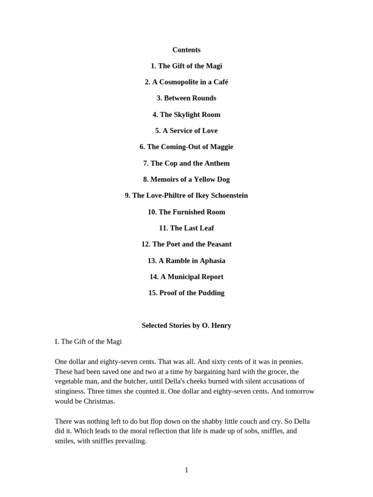 O. Henry's Classic Short Stories | PDF