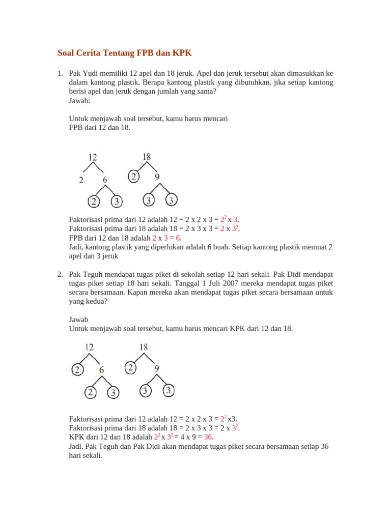 Contoh Soal MTK FPB Dan KPK | PDF