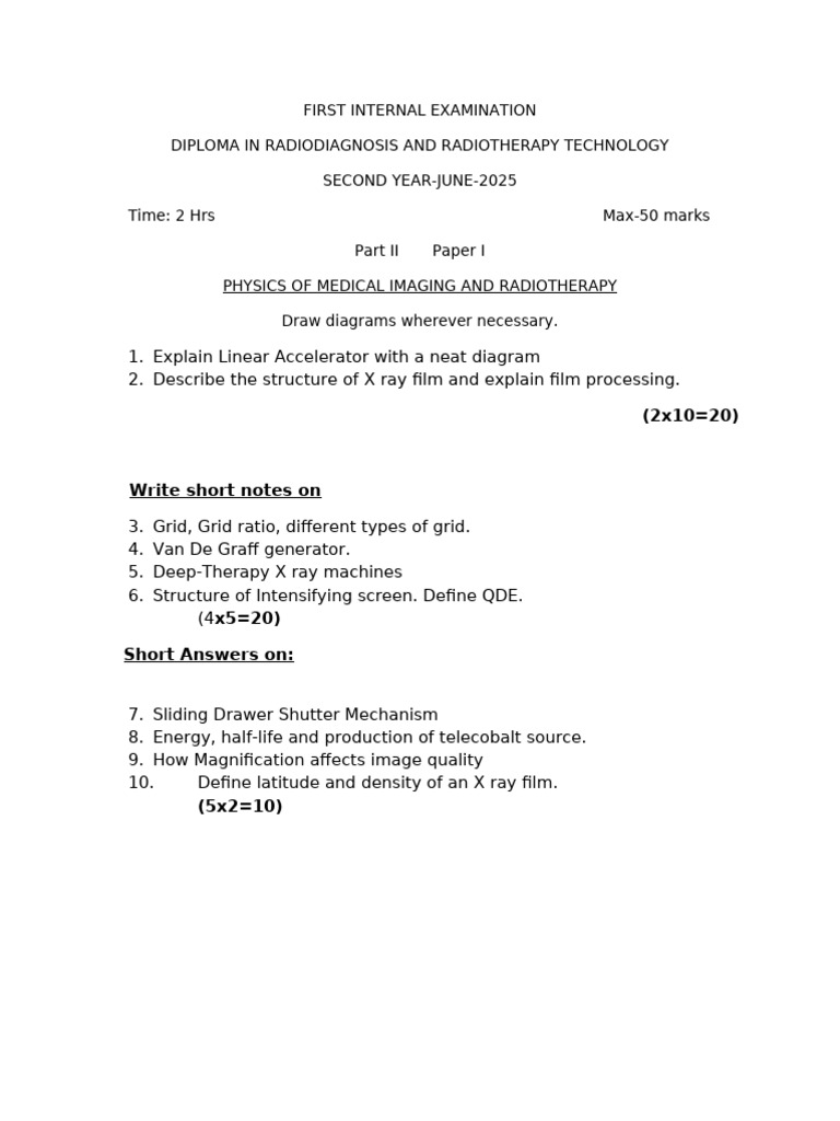 Radiology Physics Exam Questions 2025 | PDF