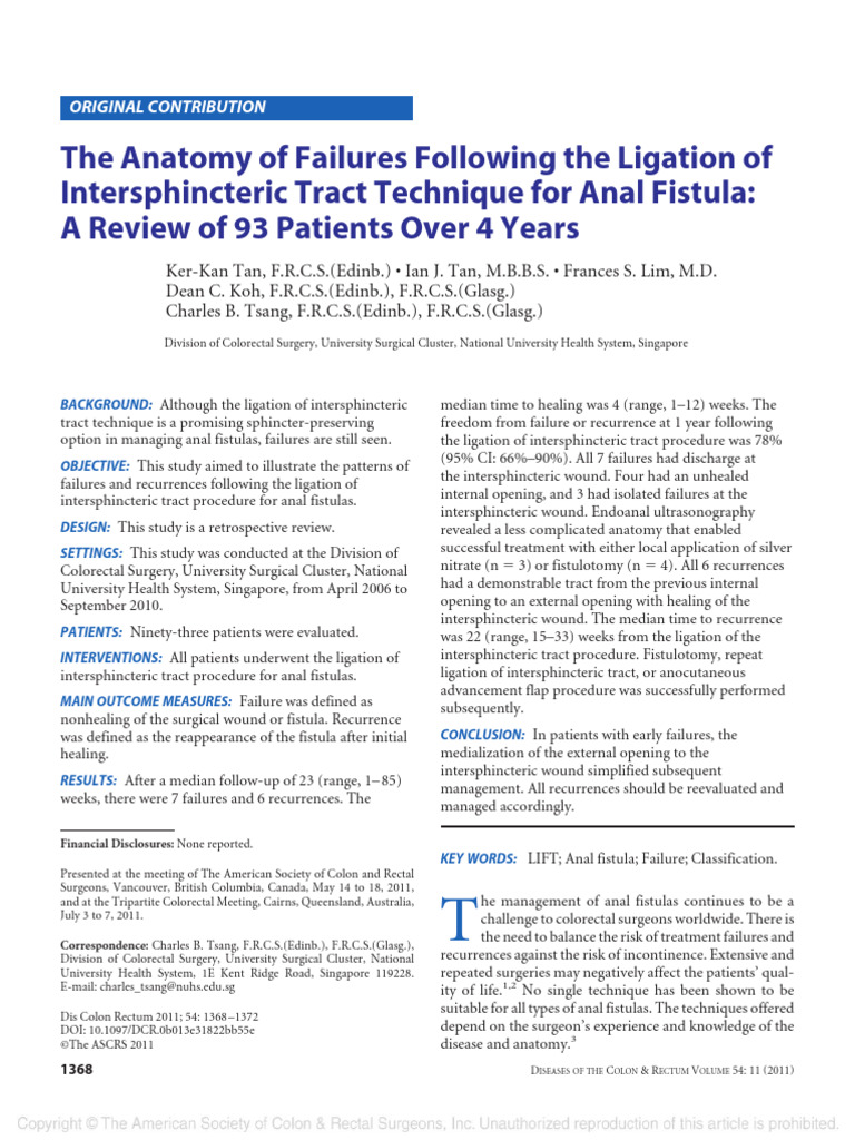 Anatomy of Failures Following LIFT | PDF | Colorectal Cancer | Medical ...