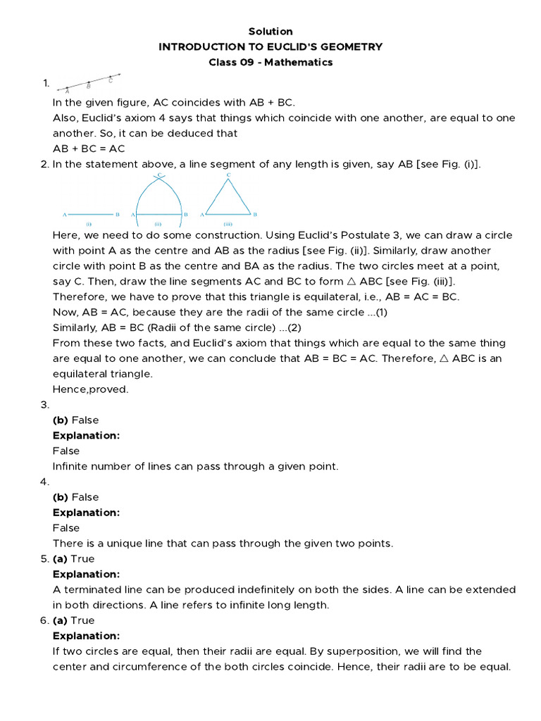 Euclid's Geometry: Triangle Proofs & Axioms | PDF | Line (Geometry ...