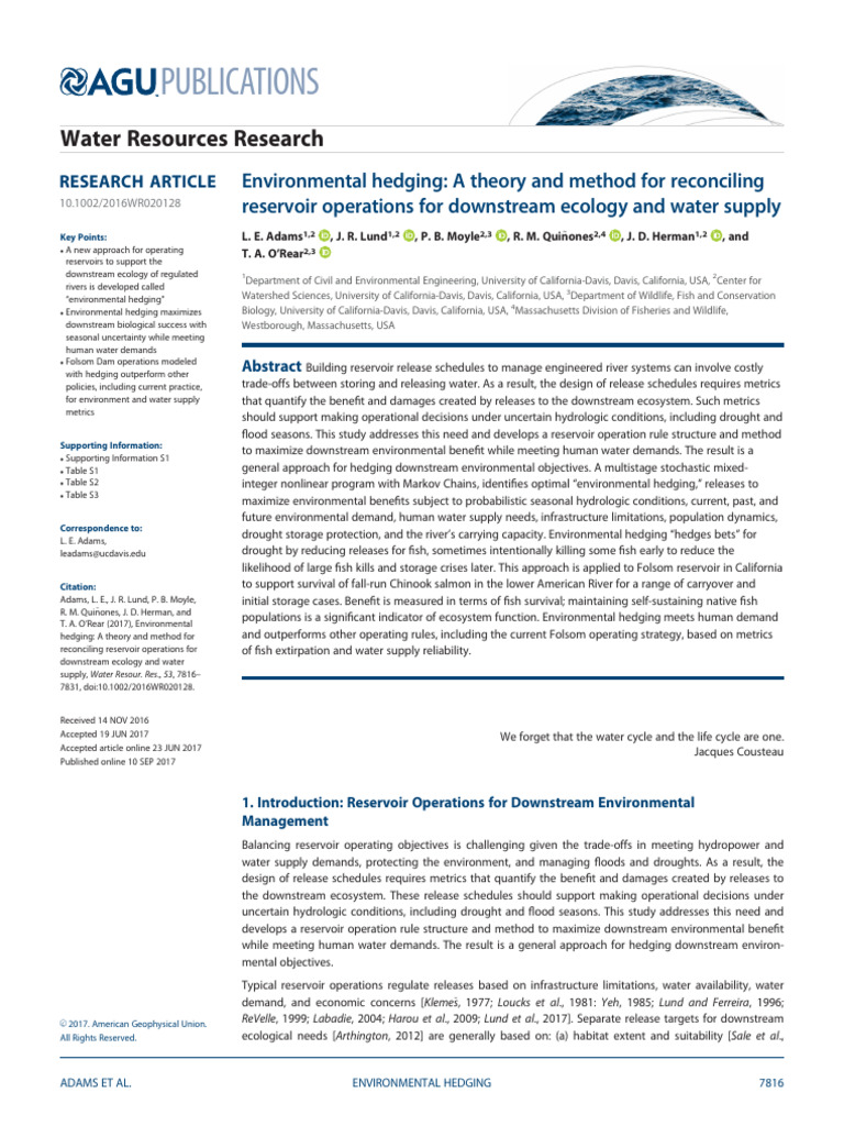 Water Resources Research - 2017 - Adams - Environmental Hedging A ...