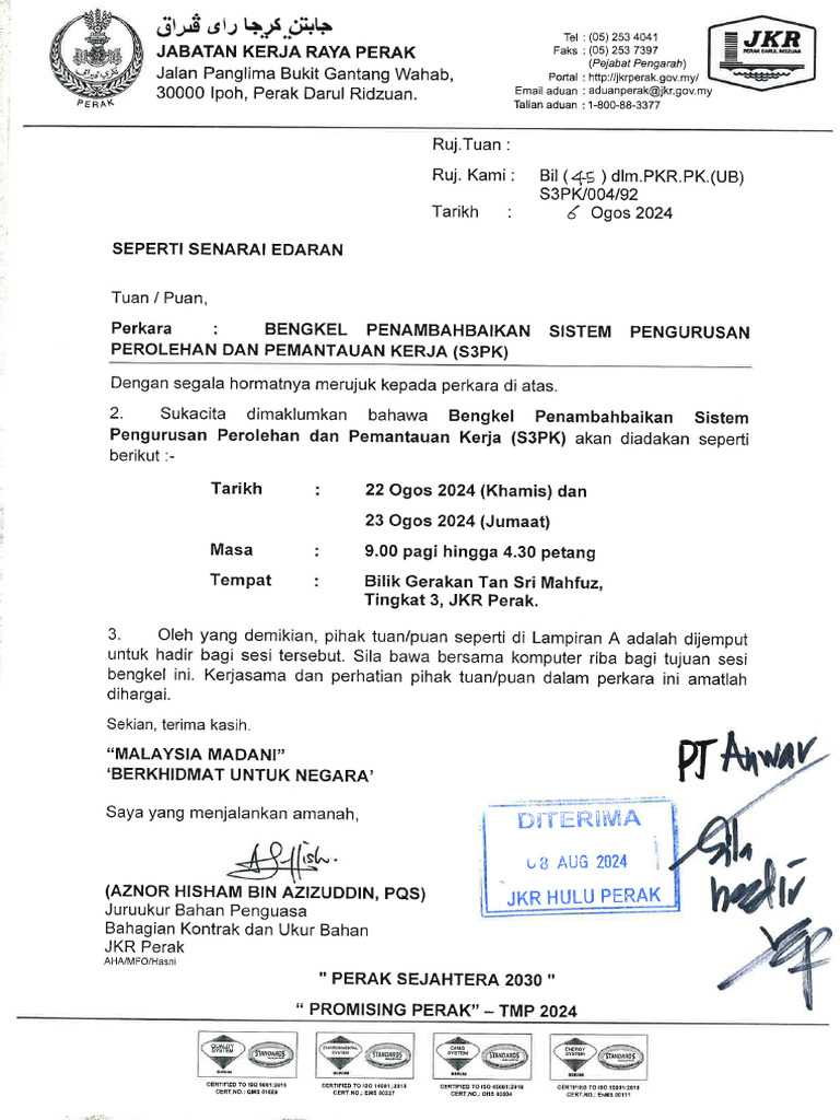 Bengkel Penambahbaikan Sistem Pengurusan Perolehan Dan Pemantauan Kerja ...