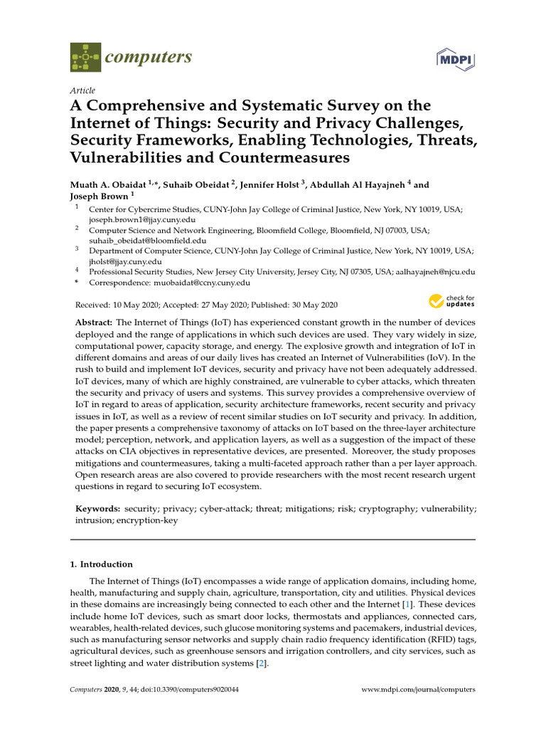 A Comprehensive and Systematic | PDF | Internet Of Things | Security