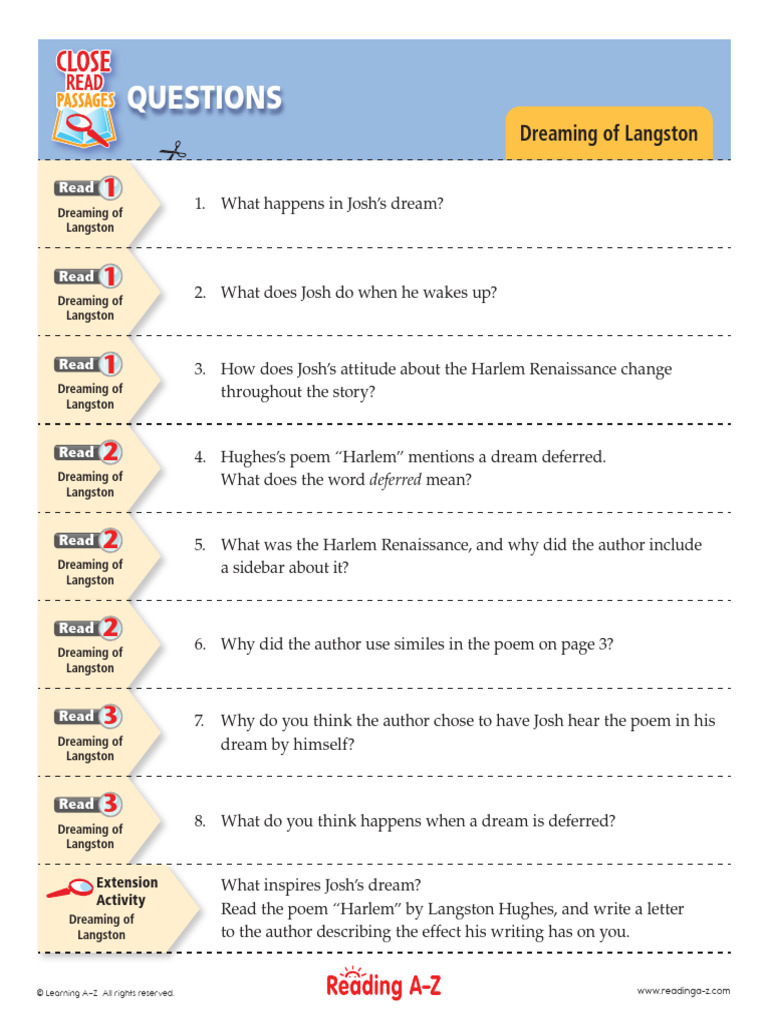 Dreaming of Langston Questions | PDF