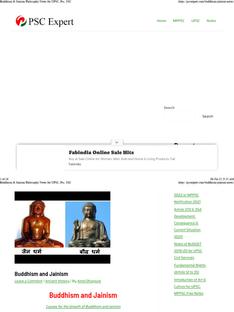 Buddhism & Jainism Philosophy Notes For UPSC, PSC, SSC | PDF | Eastern ...