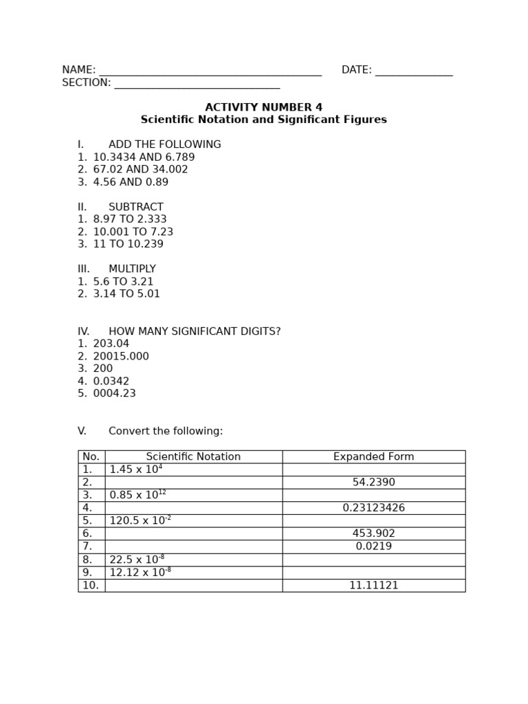 Scientific Notation and Significant Figures | PDF