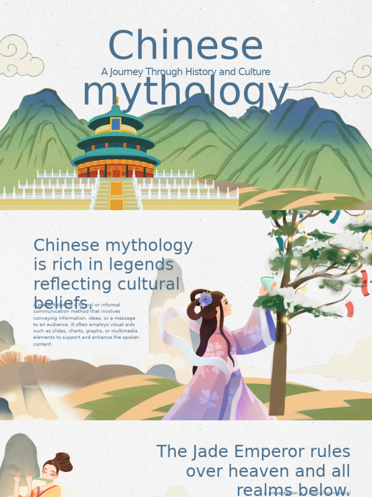 Blue and Green Classic Illustrative Chinese Culture Mythology ...