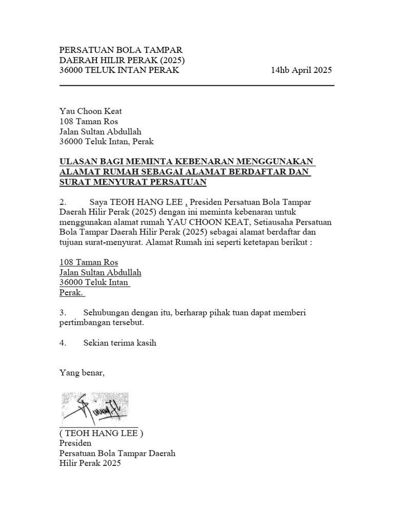 Surat Kebenaran Menggunakan Alamat Rumah & Surat Ulasan & Surat ...