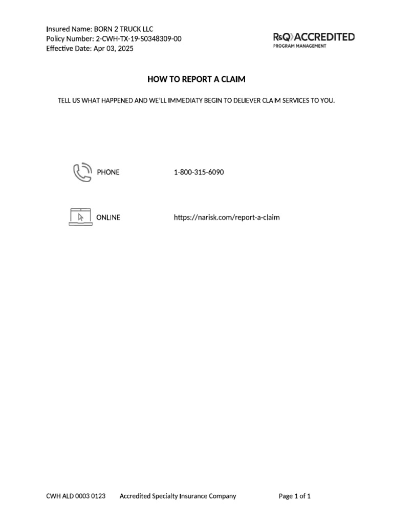 Report Claim Form | PDF