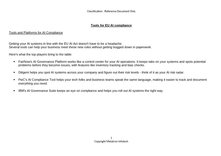 EU AI Act - Tools That Can Be Deployed | PDF