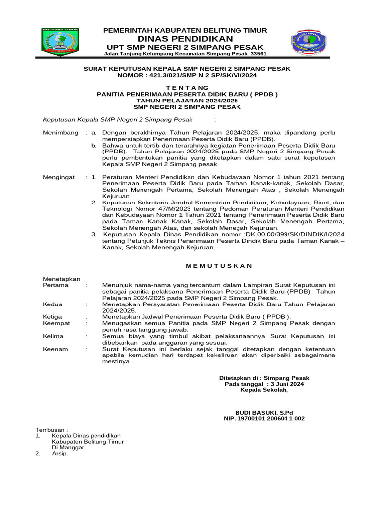 SK PPDB 2024 2025 | PDF