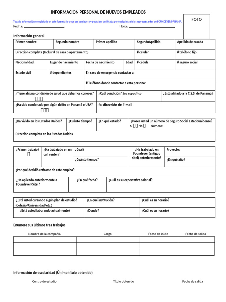 Foundever Application Form-1 | PDF
